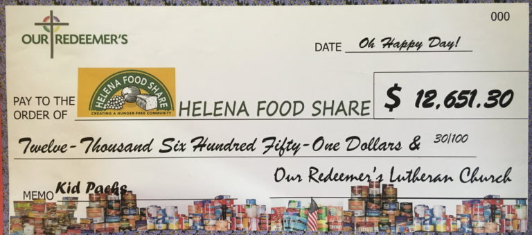 We Raised Over $12,000 for Helena Food Share! – Our Redeemer's