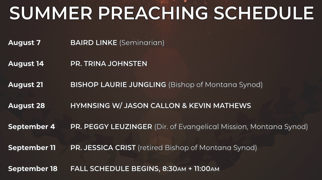 Summer Preaching Schedule – Our Redeemer's Summer Preaching Schedule – Our Redeemer's